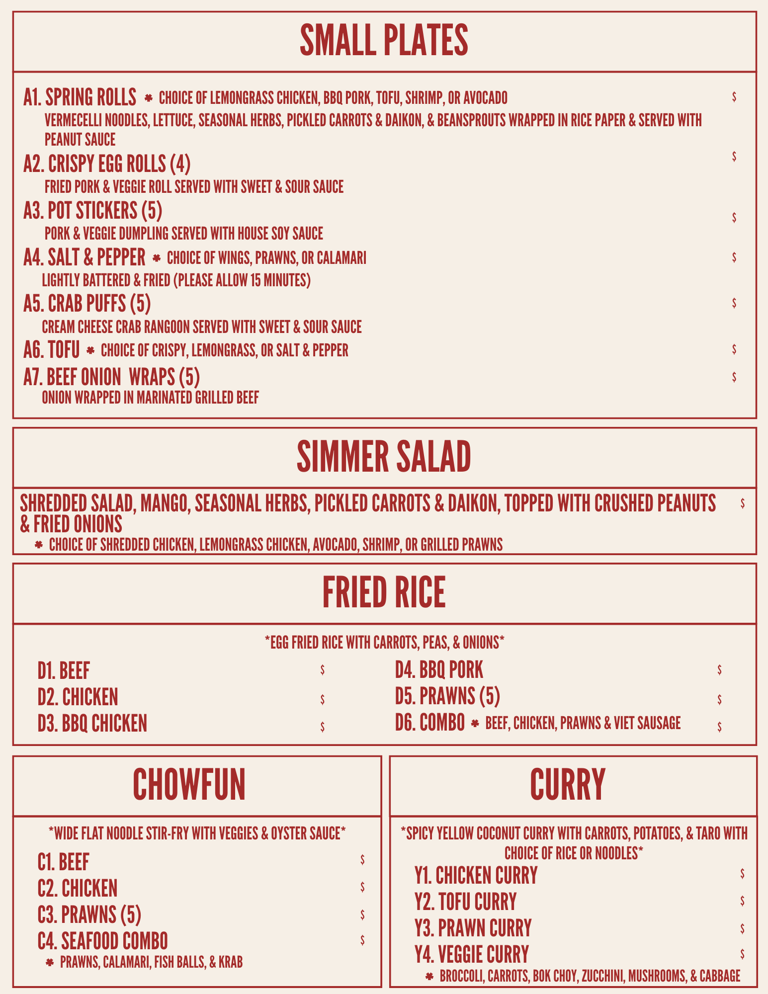 Menus – Simmer Family